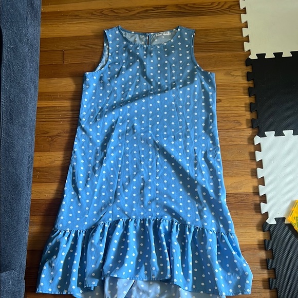 Solution | Dresses | Blue Polka Dot Sleeveless Dress | Poshmark